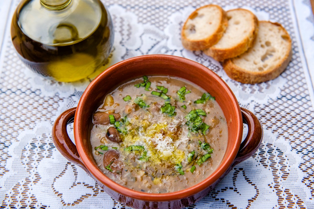 Fava Beans Soup, with Barley – Polenta & Baccalá